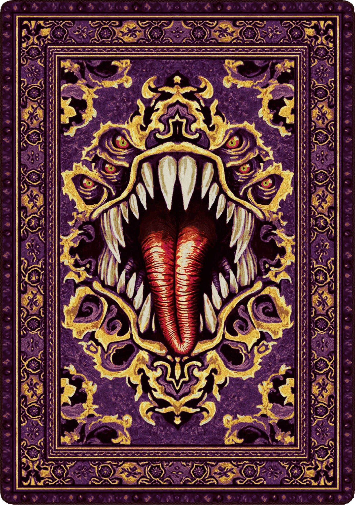 The Mimic Rug in Eldritch Bite – Purple Monster Rug for Game Rooms ...